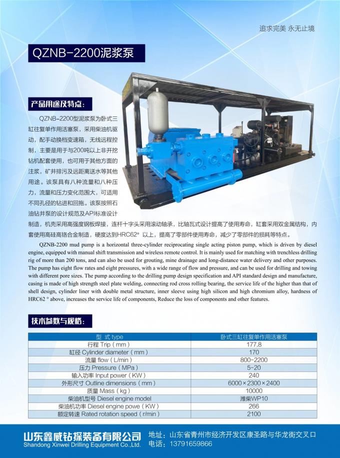 2200hp HDD Mud Recycling Triplex Plunger Pump